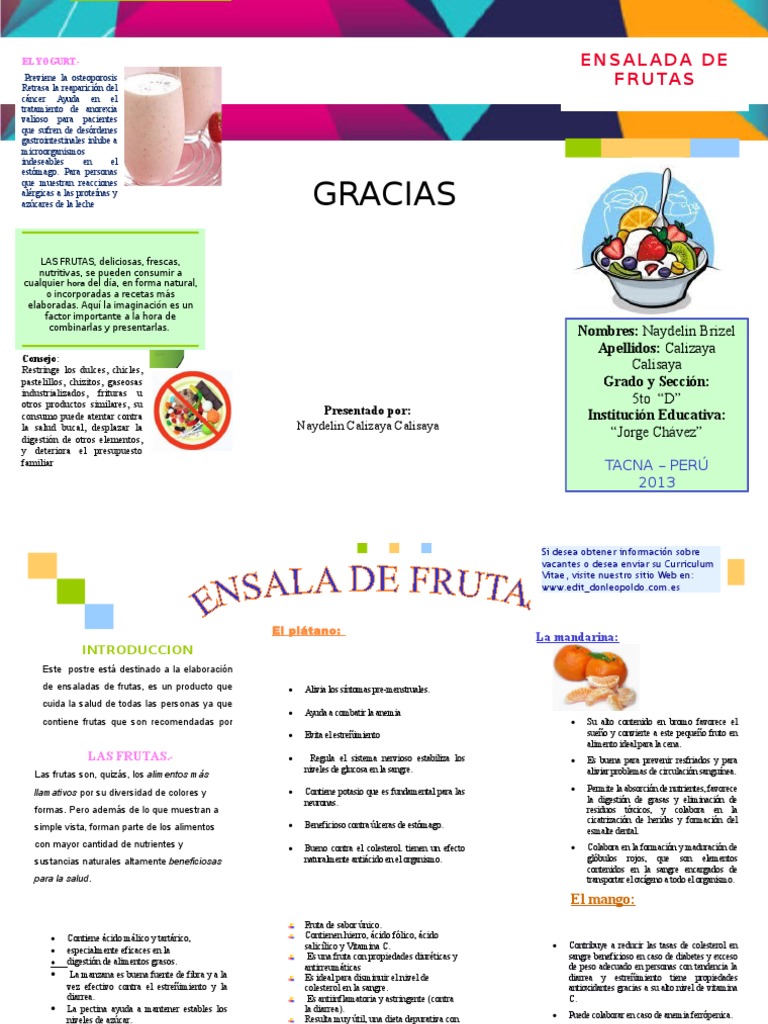 Triptico Ensalada de Frutas