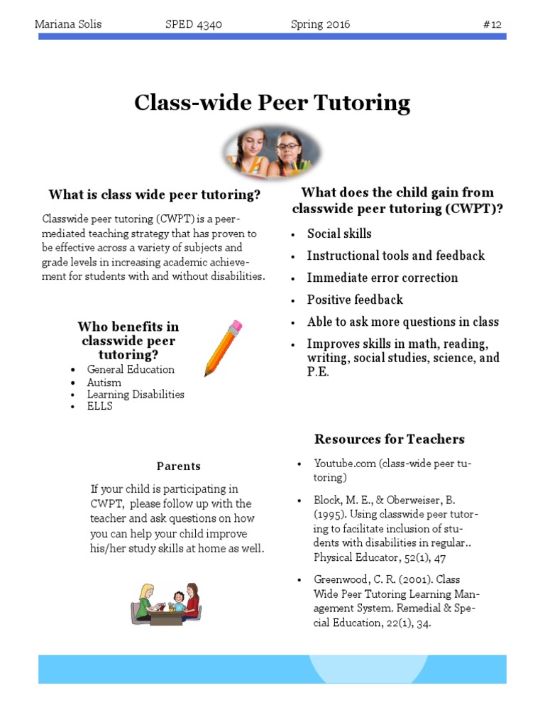 Classwide Peer Tutoring | PDF | Tutor | Inclusion (Education)