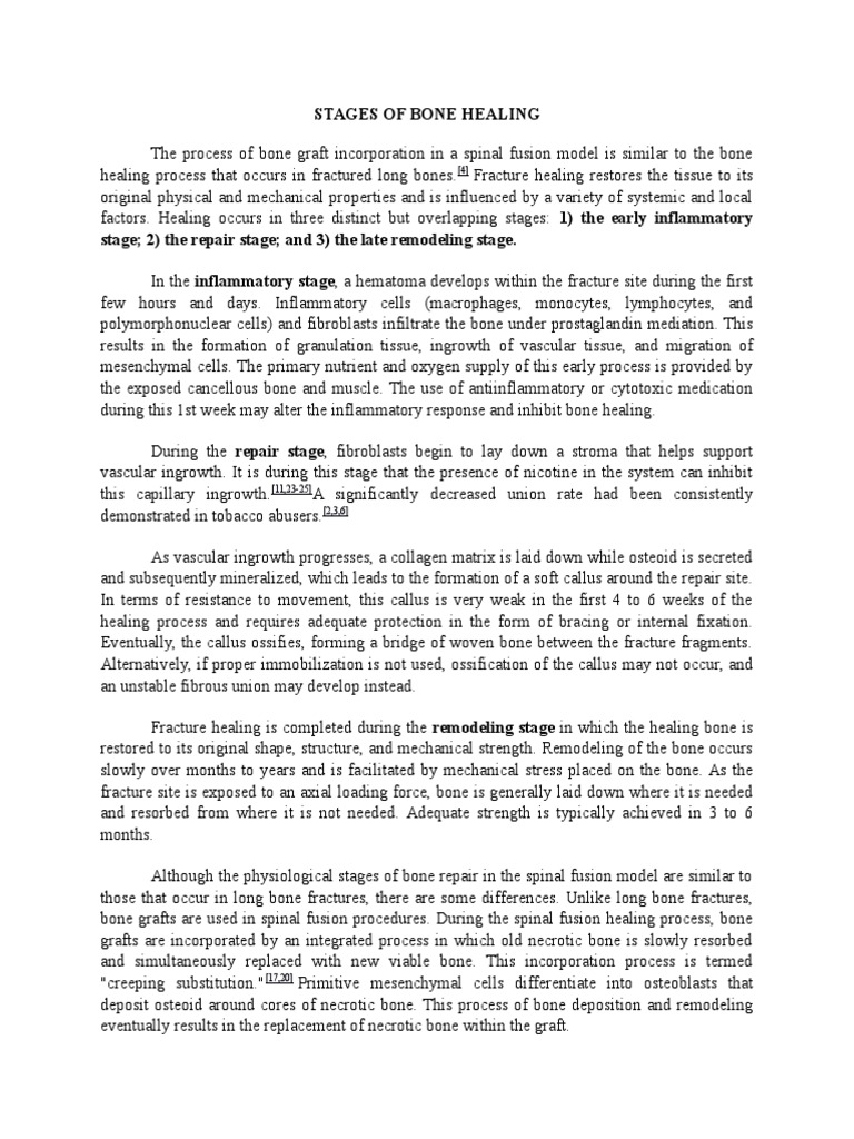 Stages of Bone Healing | PDF | Bone | Healing