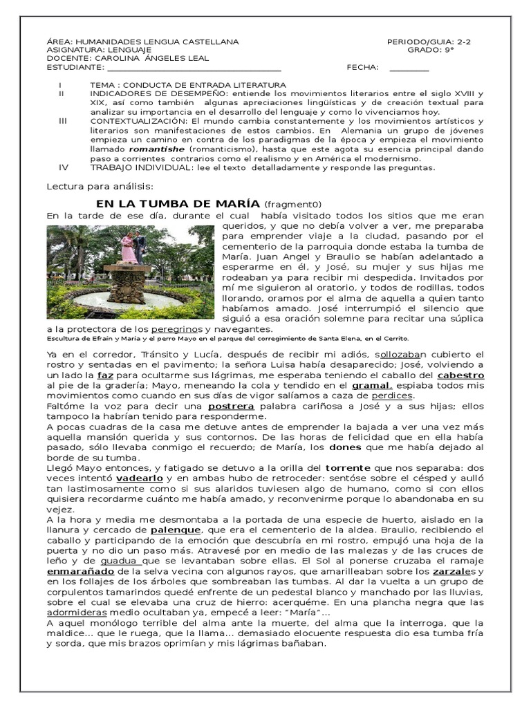 Guia 1el Romanticismo Segundo Período 2016 | PDF | Romanticismo | Novelas