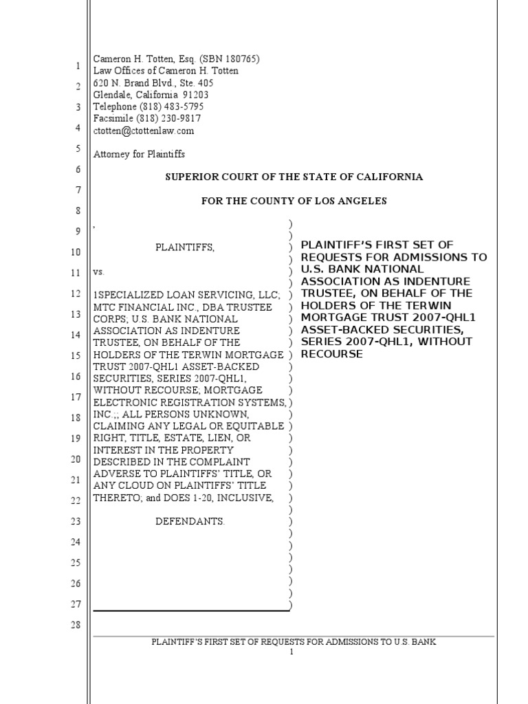 RFA One US Bank Form | PDF | Mortgage Law | Natural Resources Law