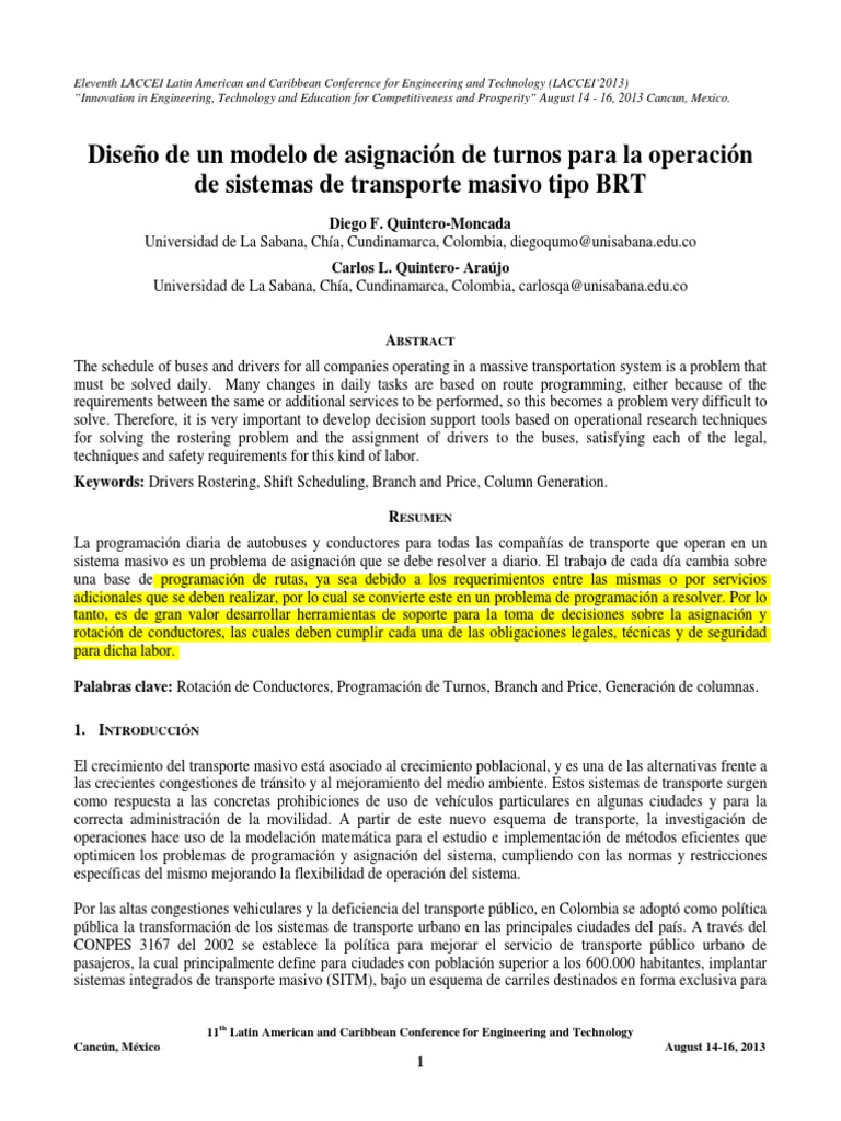 Modelo de Asignacion de Turmos - Mexico | PDF | Algoritmos ...