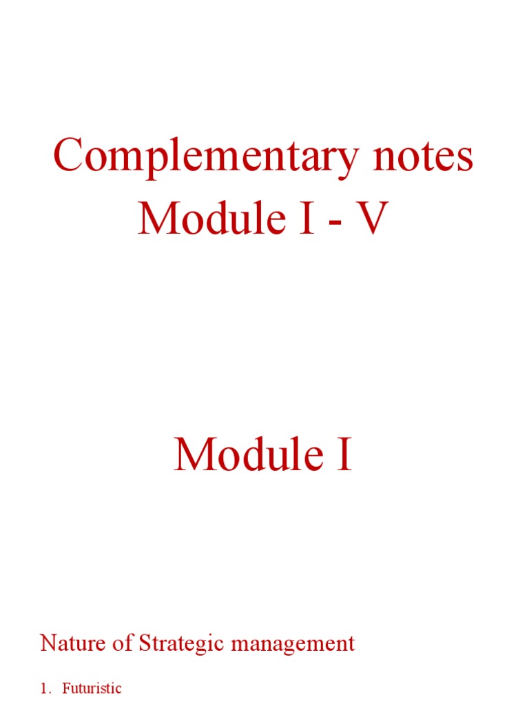 Complementary Notes | Strategic Management | Mergers And Acquisitions