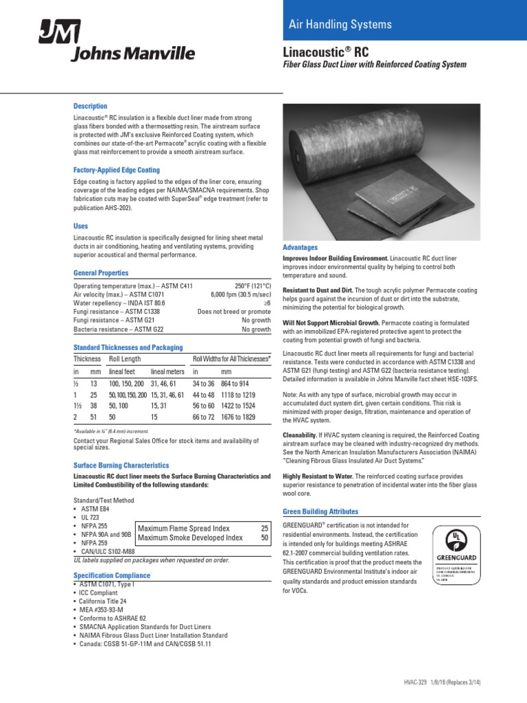 Acoustic Liner - Linacousticrc en Data Sheet | Duct (Flow) | Building ...