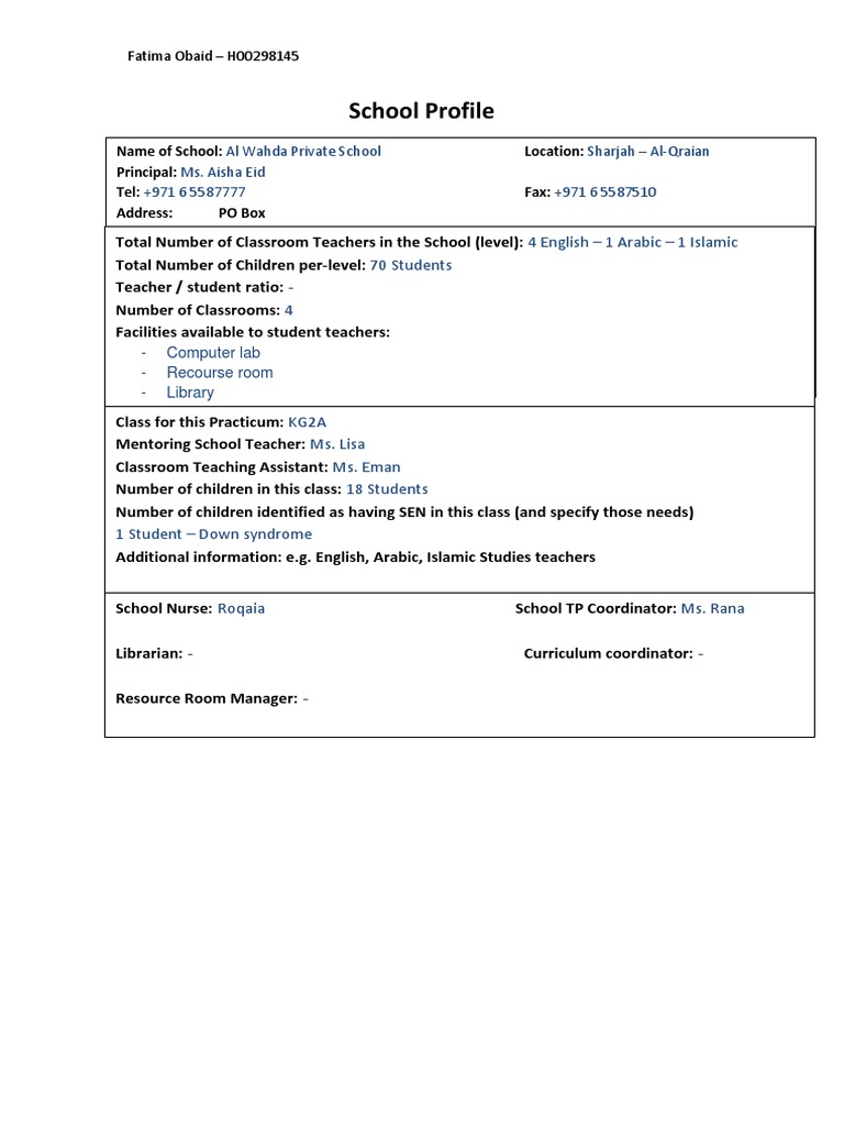 School Profile and Structure of The School Day | PDF | Quality Of Life ...