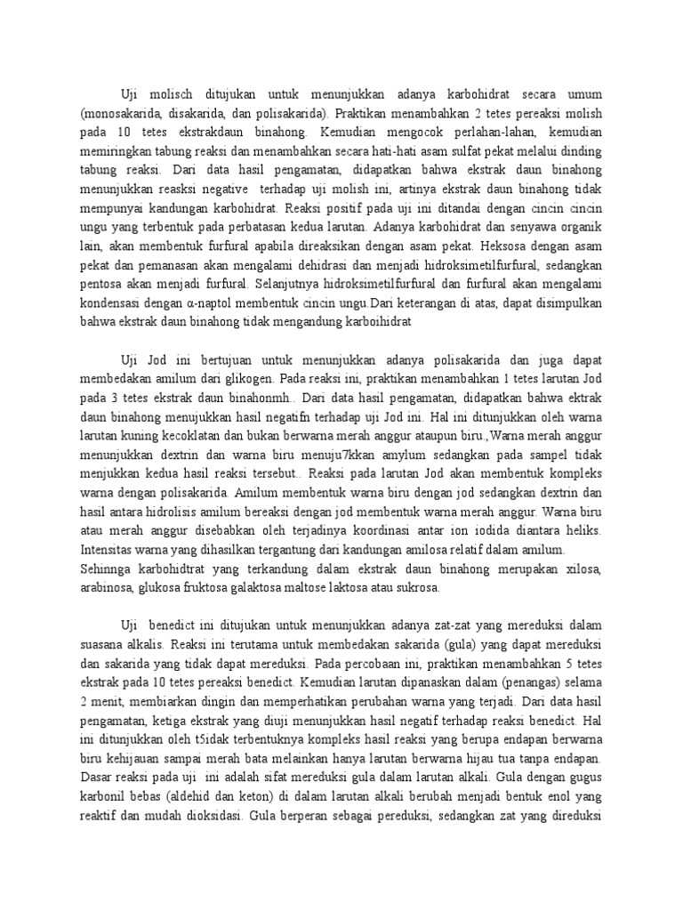 Uji Molisch Dan Uji Uji Karbohidrat | PDF