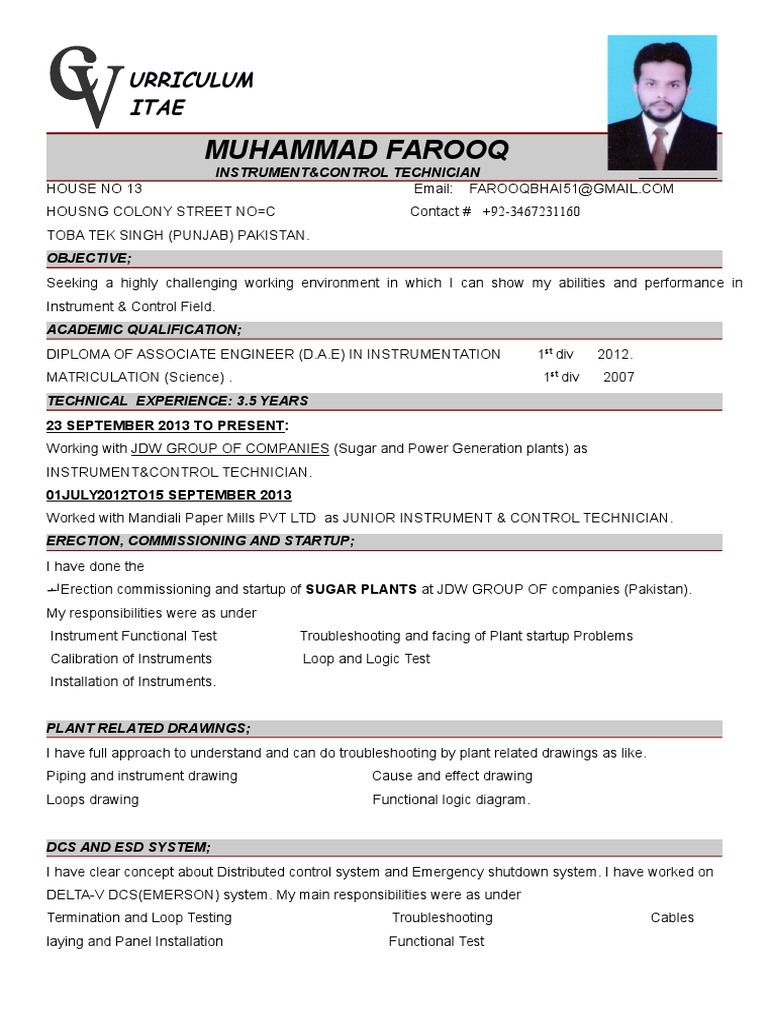 Farooq CV | PDF | Instrumentation | Calibration