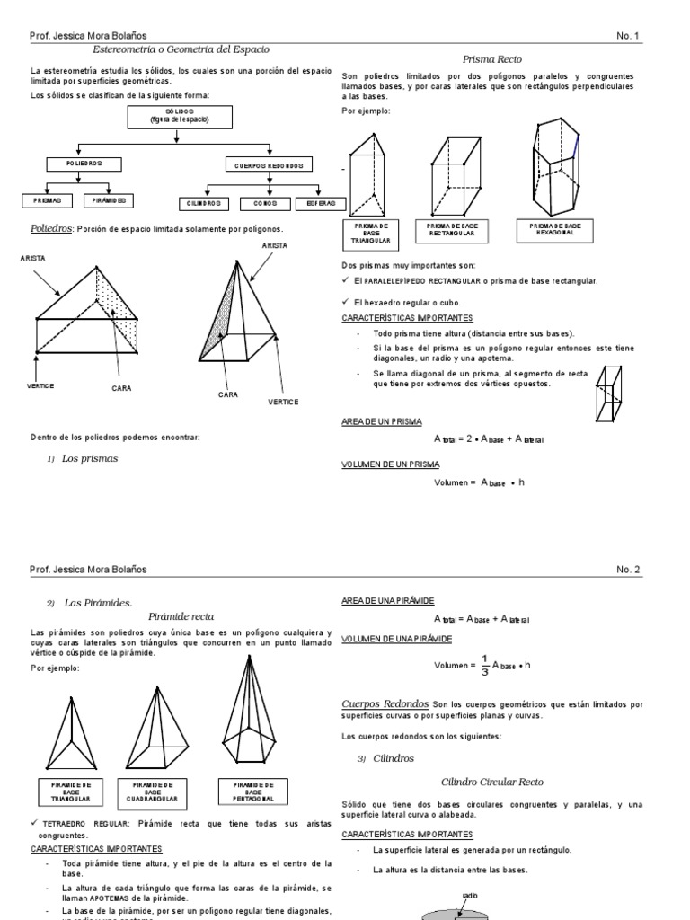 Estereometría: Poliedros y Cuerpos Redondos | PDF | Objetos geométricos ...