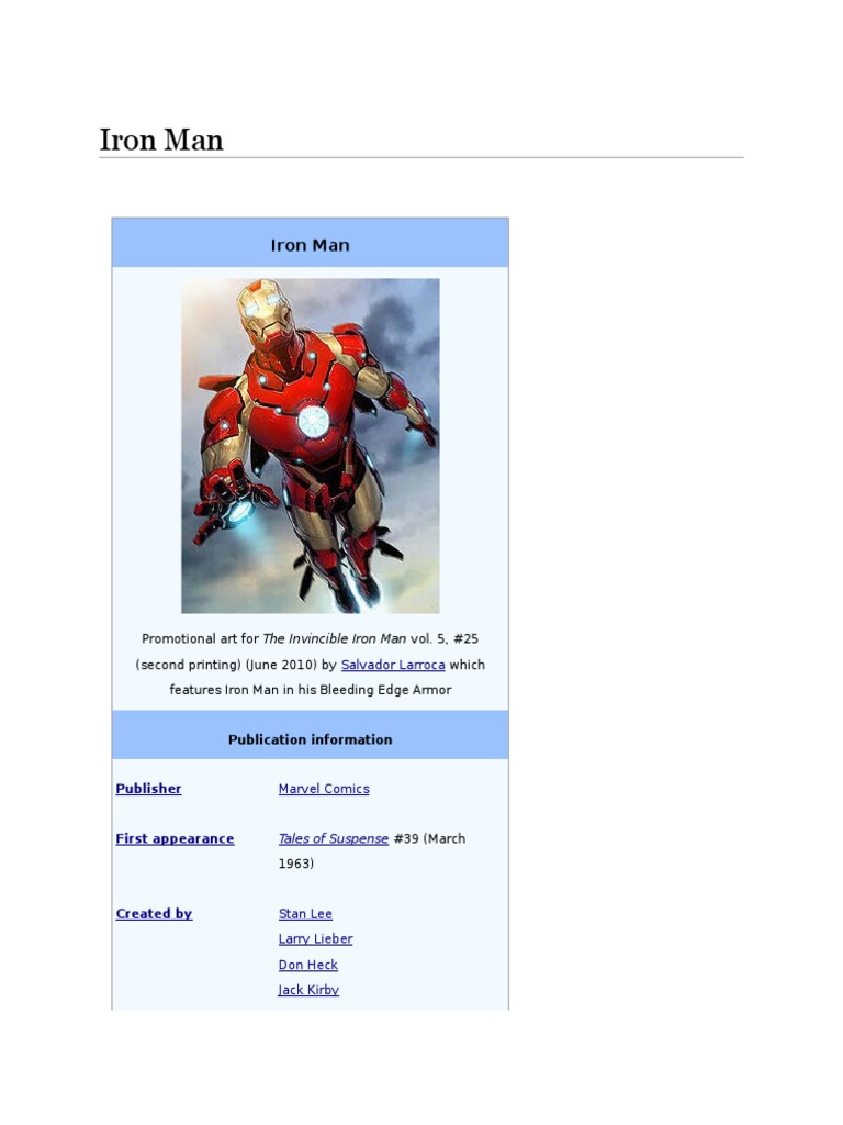 Iron Man | PDF | Marvel Entertainment | Marvel Comics