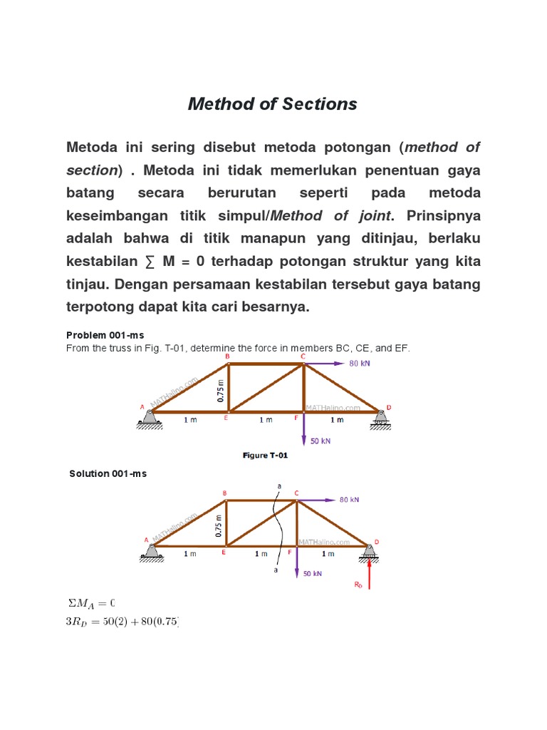 Method of Sections | PDF | Truss | Tension (Physics)