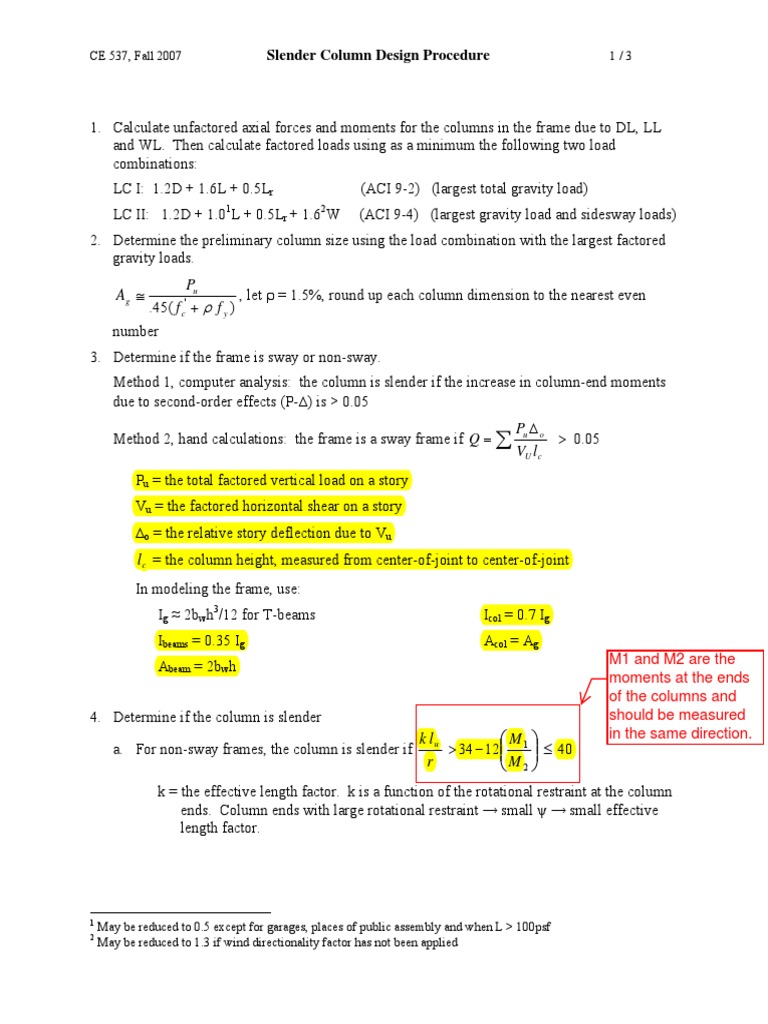 Slender Column Design Procedure | Column | Civil Engineering