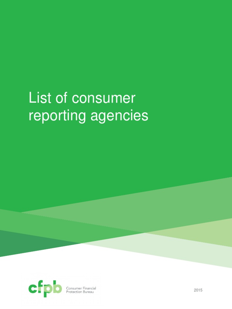 CFPB List Consumer Reporting Agencies | PDF | Core Logic | Credit History