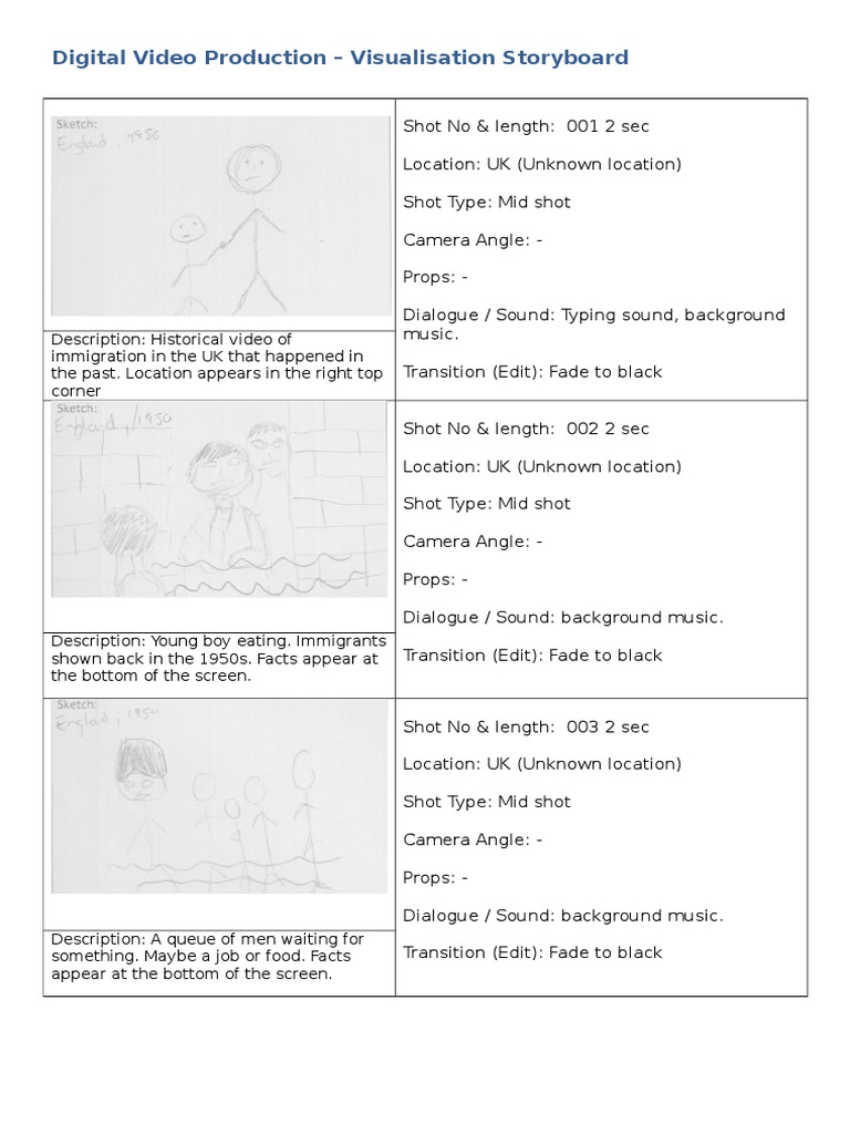 Digital Video Production - Visualisation Storyboard | PDF | Leisure