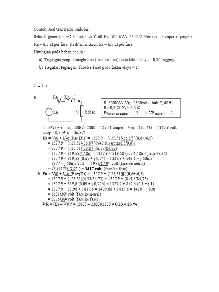 CALCULATING SYNCHRONOUS GENERATOR PARAMETERS | PDF