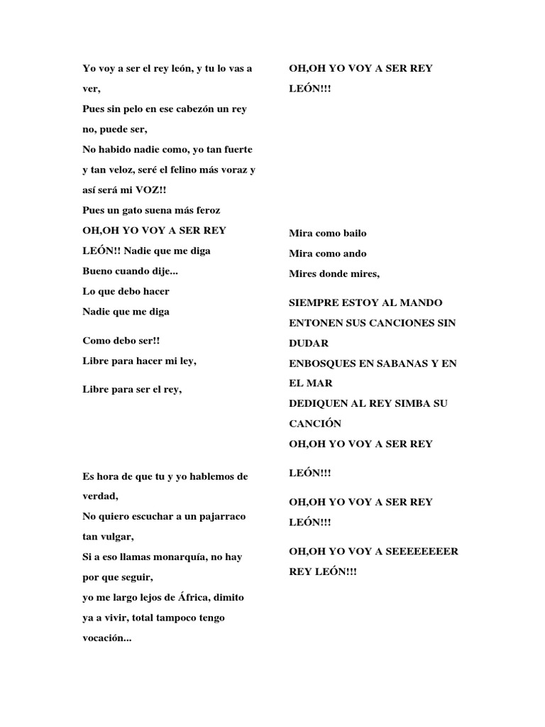Yo Voy A Ser El Rey León | PDF