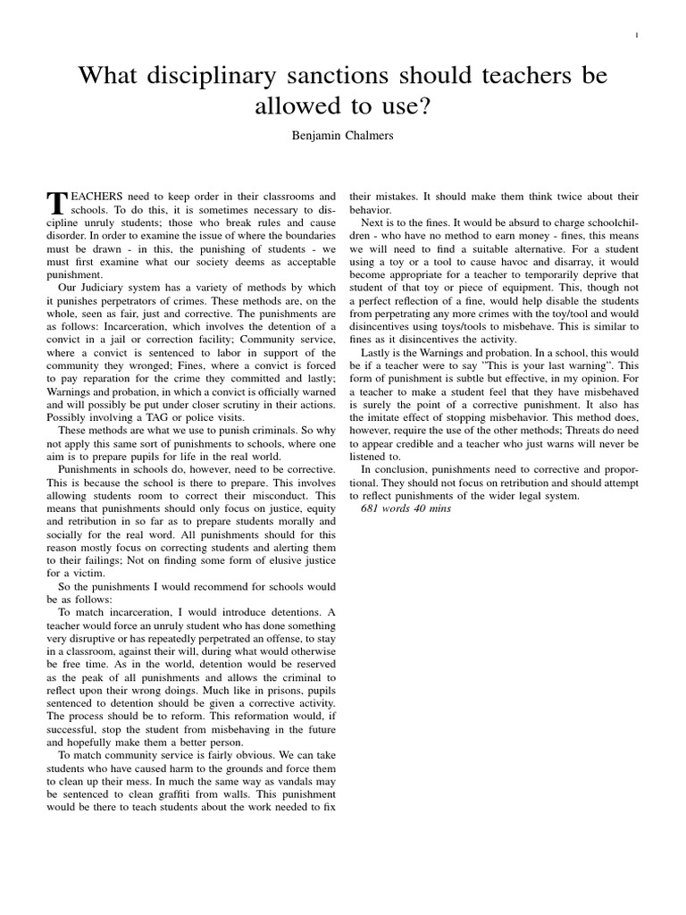 Disciplinary Sanctions Teachers | PDF | Punishments | Prison