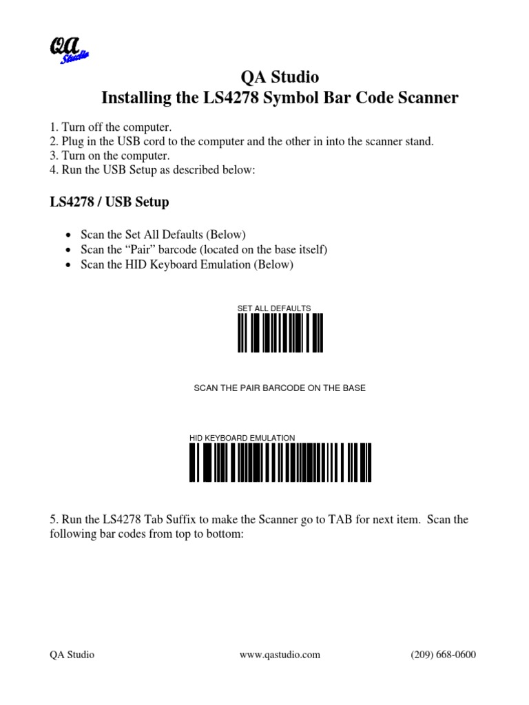 Ls 4278 Scanner Setup | PDF