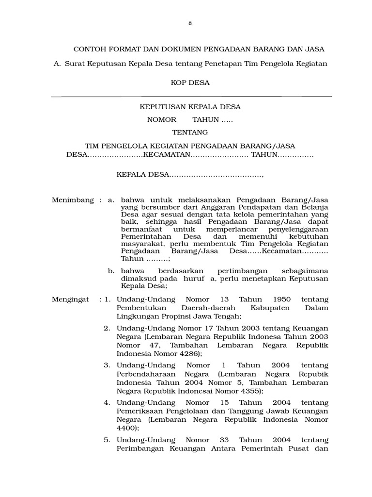 Contoh Sk Pengadaan Barang Dan Jasa 2018 - Rajin Belajar
