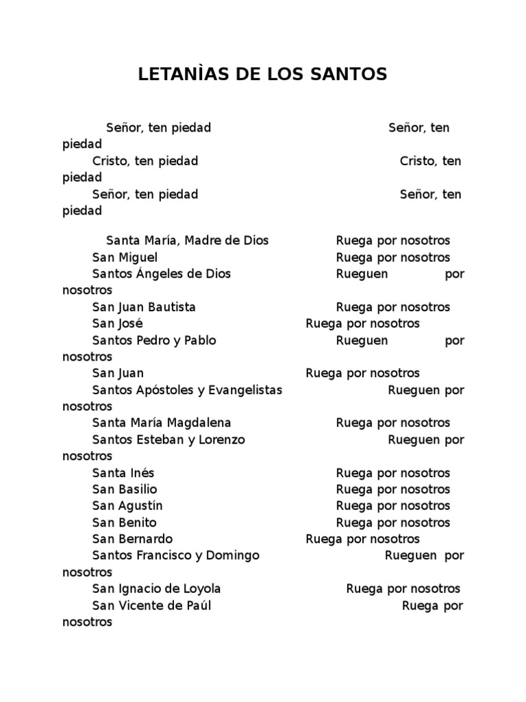Oración a los Santos y Letanías Cristianas | PDF | Cristo (título ...