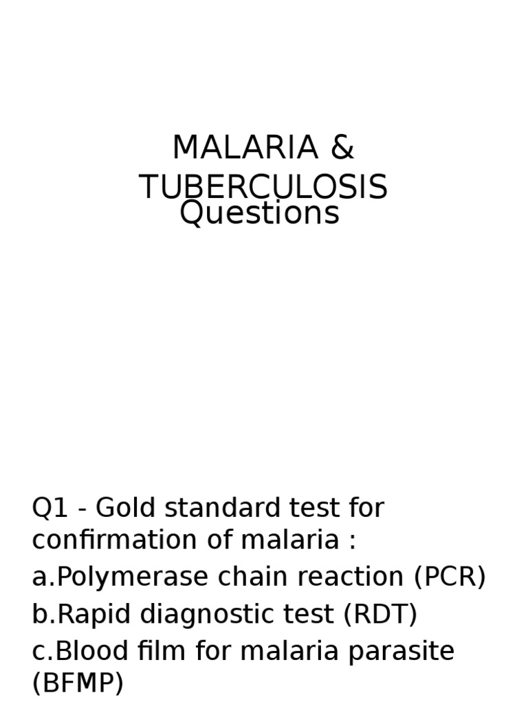 Malaria & Tuberculosis: Questions | PDF