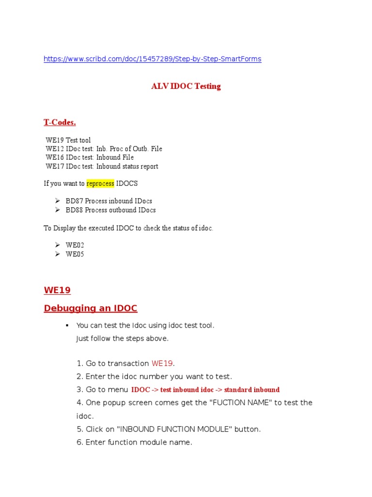 ALV IDOC Testing: IDOC - Test Inbound Idoc - Standard Inbound | PDF ...