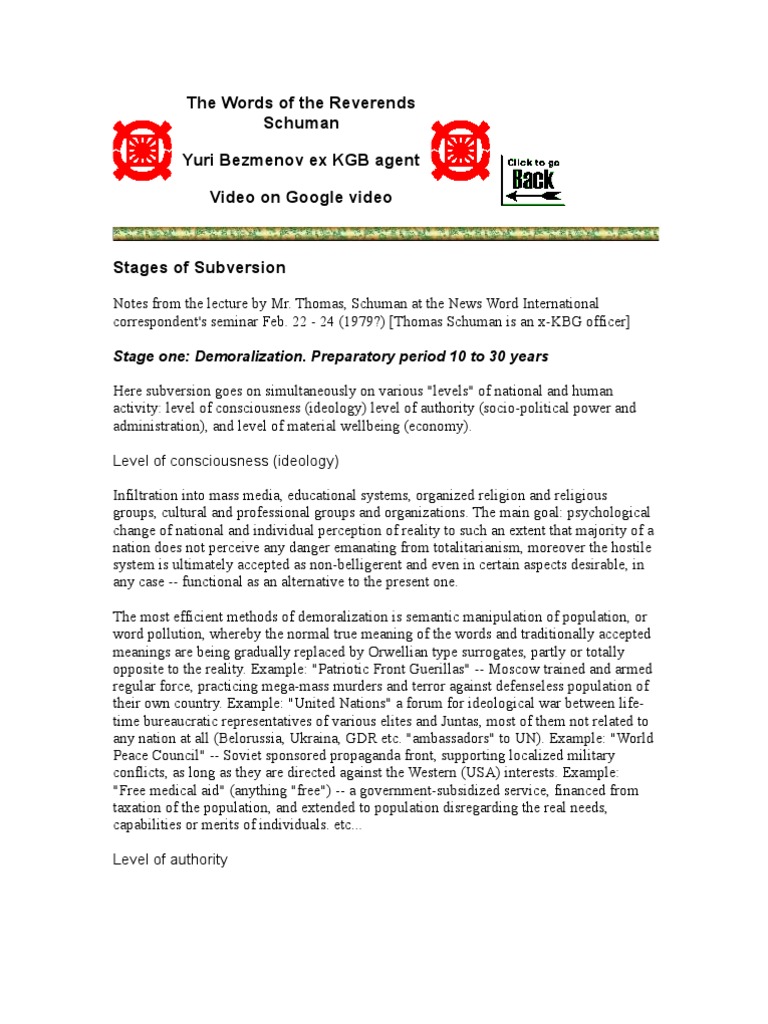 KGB Demoralization Stages | PDF | KGB | Public Sphere