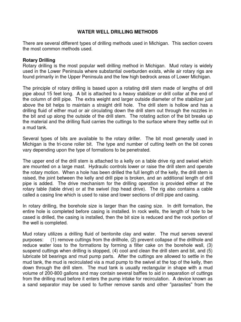 Water Well Drilling Methods | PDF | Drilling Rig | Casing (Borehole)