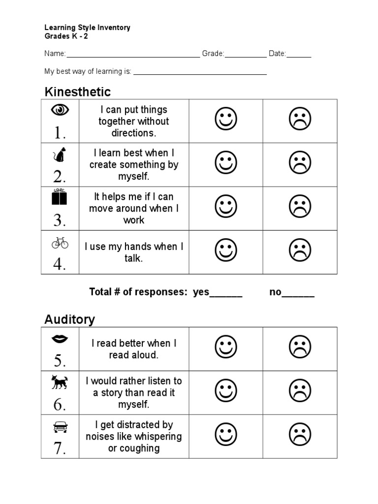 K-2 Learning Style Inventory | PDF | Self-Improvement