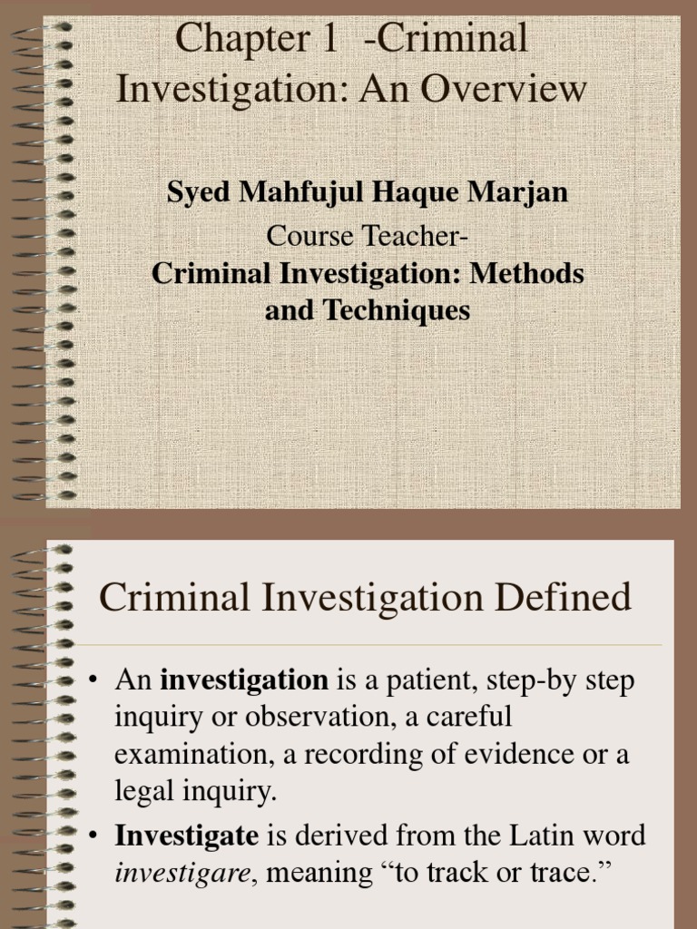 Basics of Criminal Investigations | PDF