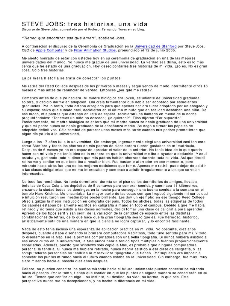 Steve Jobs Discurso en Stanford | PDF | Steve Jobs | Macintosh
