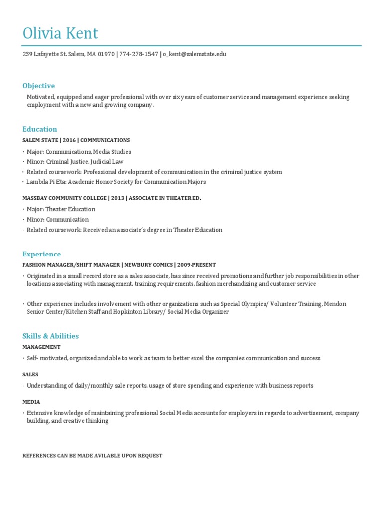 Olivia Kent Resume-1 | PDF | Career & Growth