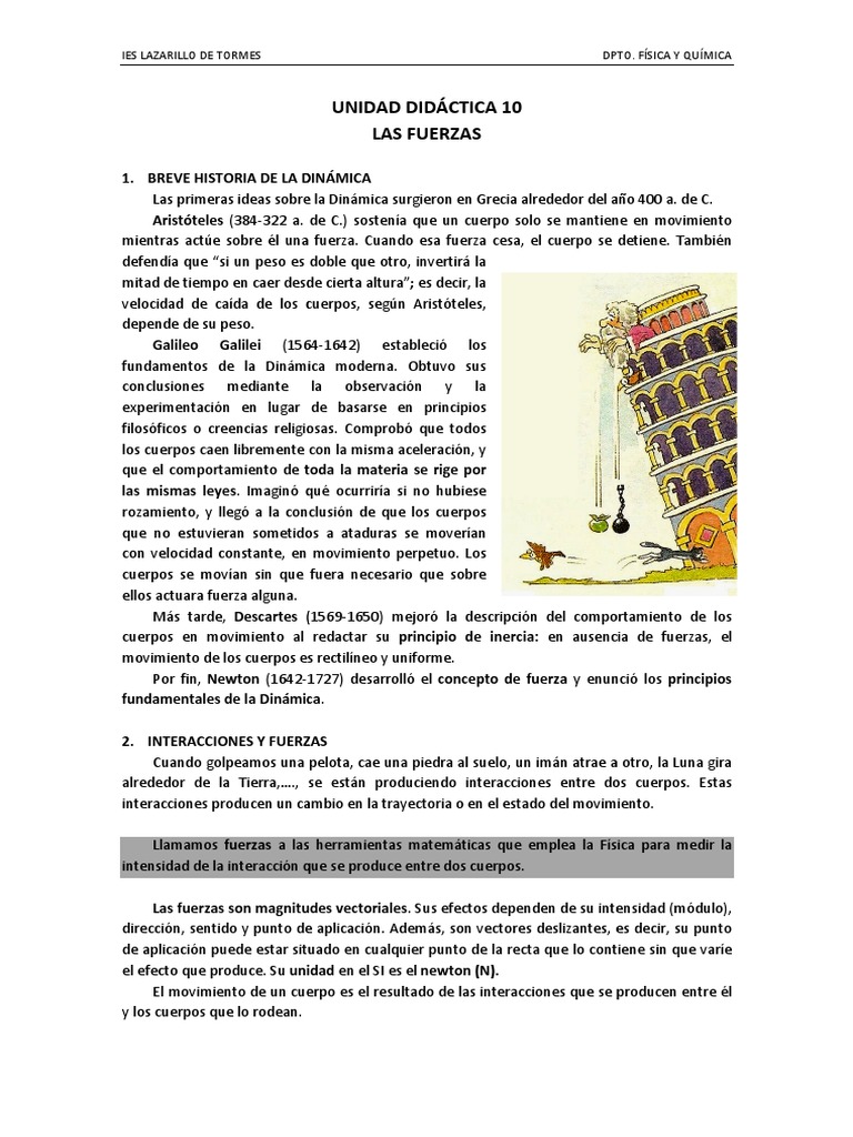 Unidad Didáctica 10 Las Fuerzas | PDF | Movimiento (física) | Las leyes ...