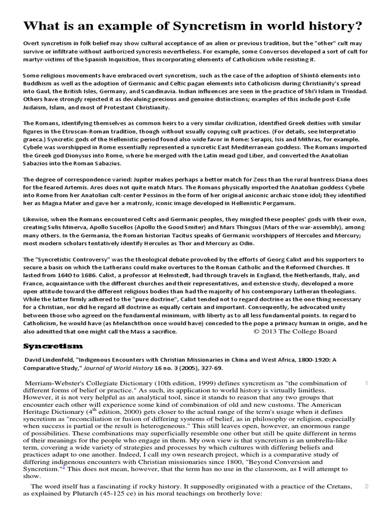 What Is An Example of Syncretism in World History | PDF | Religious ...