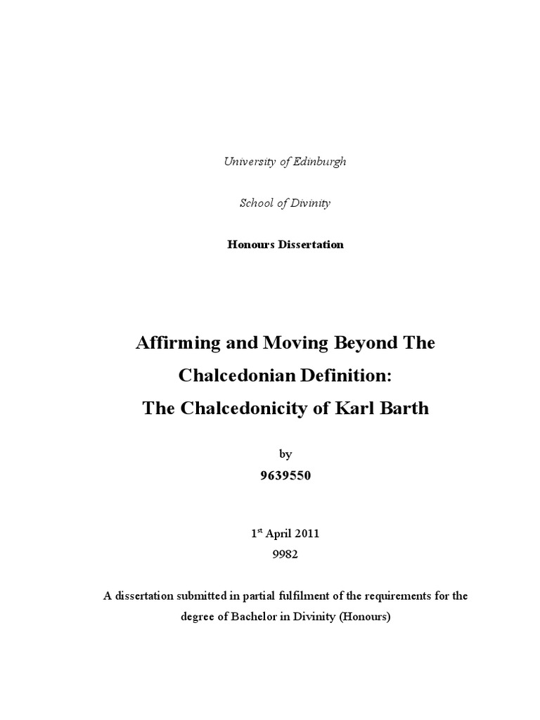 Honours Theology Dissertation | PDF | Christology | Council Of Chalcedon