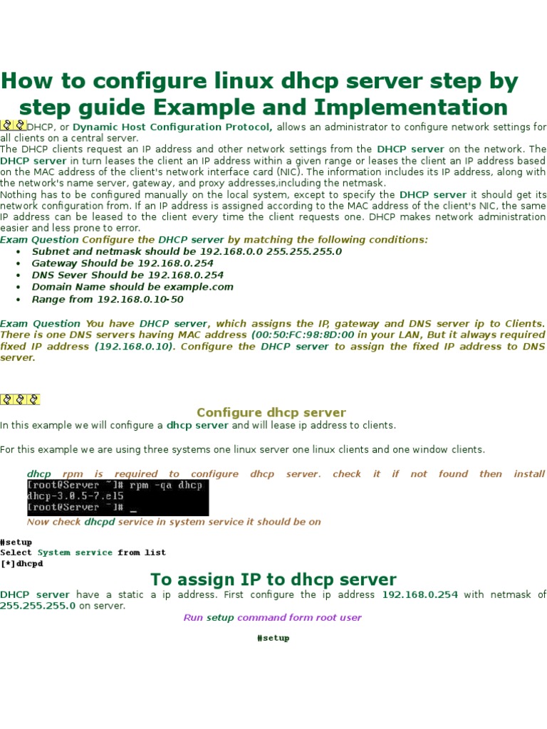 How To Configure Linux DHCP Server | PDF | Ip Address | System Software