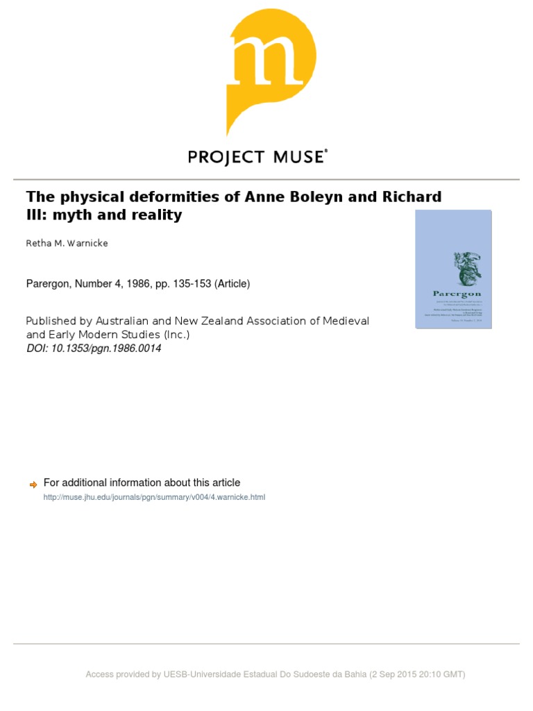 The Physical Deformities of Anne Boleyn and Richard III | PDF | Anne ...