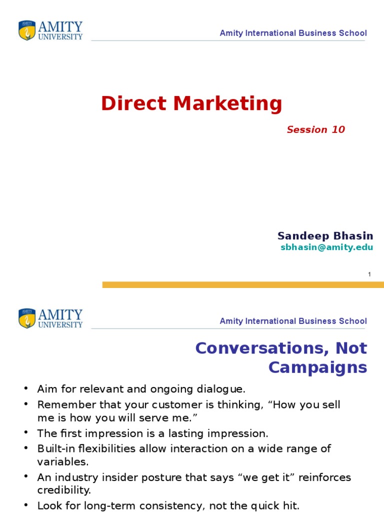 Direct Marketing: Amity International Business School | PDF | Sales ...