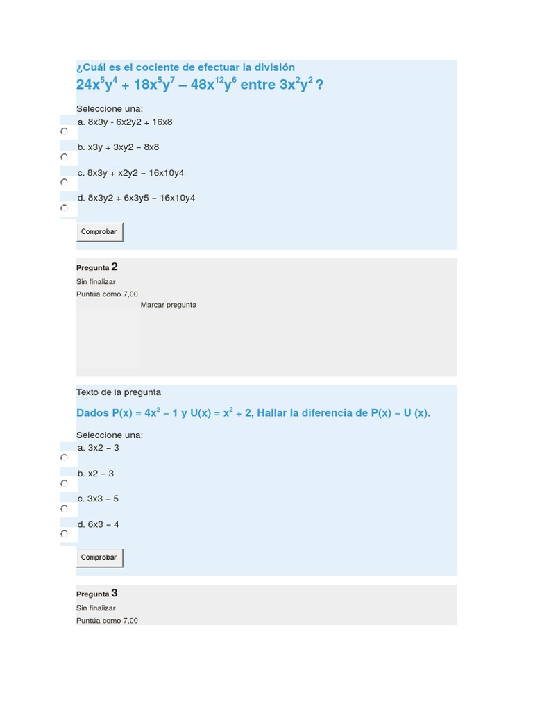 Cuál Es El Cociente de Efectuar La División | PDF | Álgebra | Enseñanza ...
