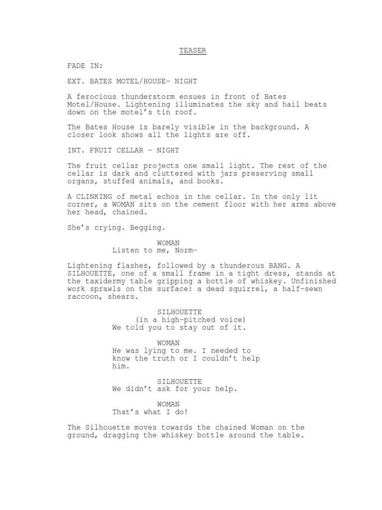 Original Spec Script For Bates Motel - "Psychiatrist" | PDF