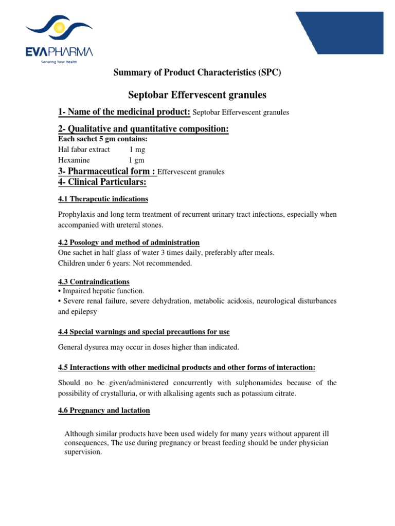SPC Septobar Effervescent Granules | PDF | Vomiting | Pharmaceutical Drug