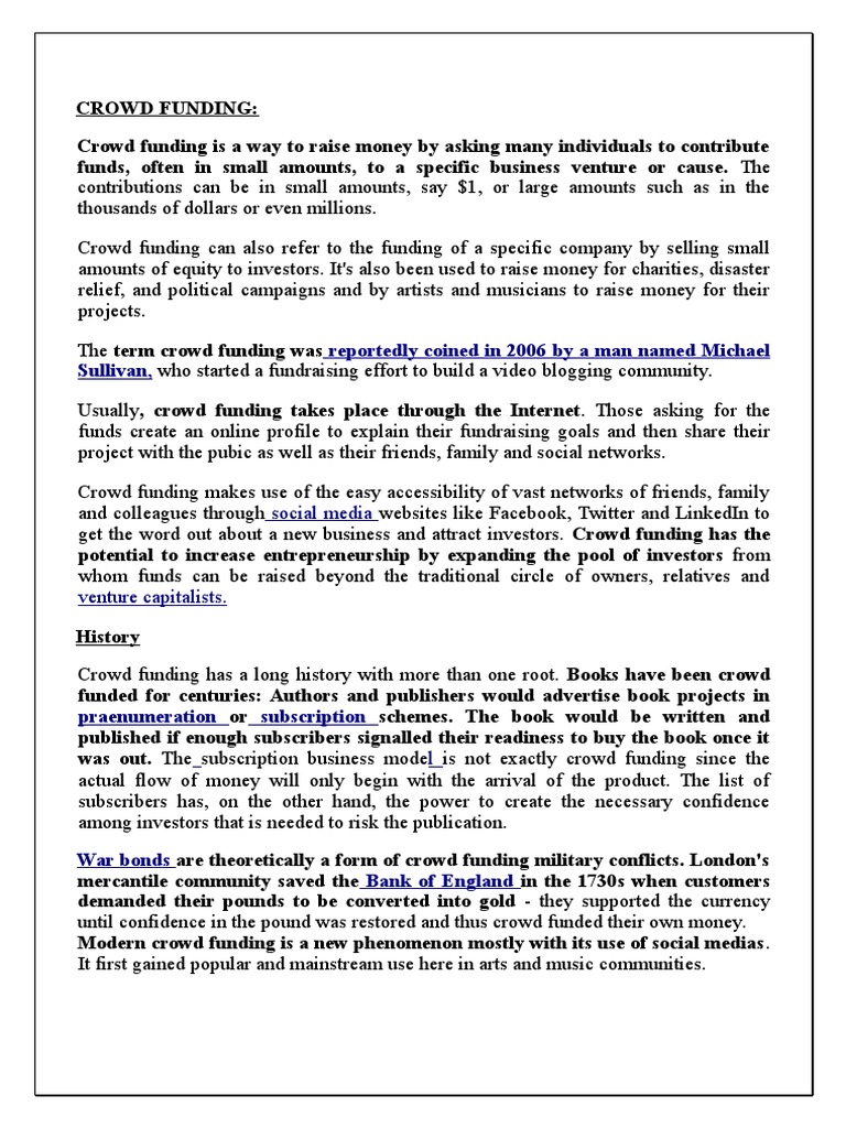 Crowd Funding Assignment | PDF | Venture Capital | Corporate Finance