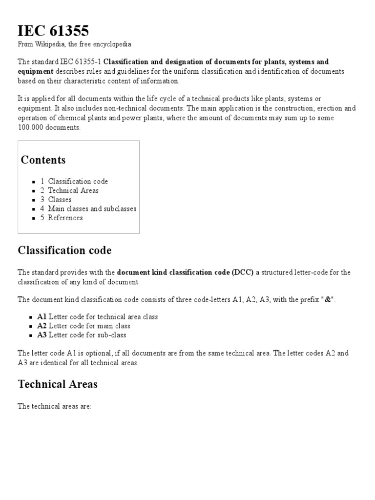 IEC 61355 - Wikipedia | PDF | Science And Technology | Engineering