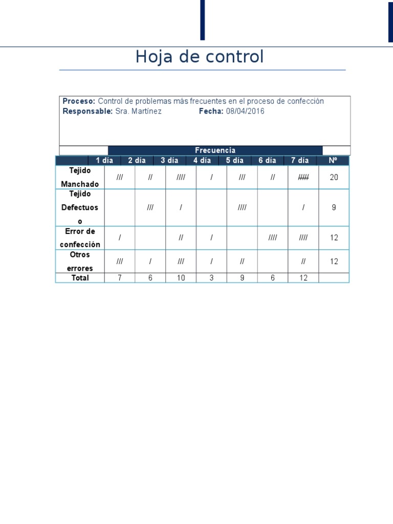 Hoja de Control Ejemplo | PDF