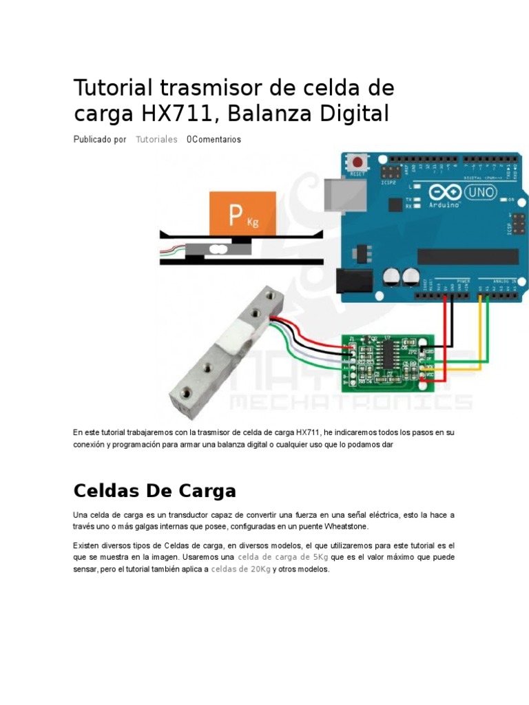 Tutorial Trasmisor de Celda de Carga HX711 | PDF | Microcontrolador | Arduino
