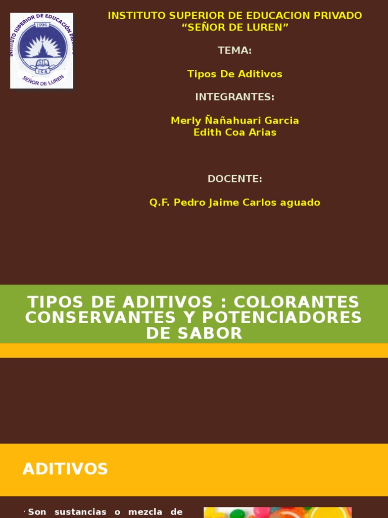 Tipos de Aditivos | PDF | Sabor | Alimentos