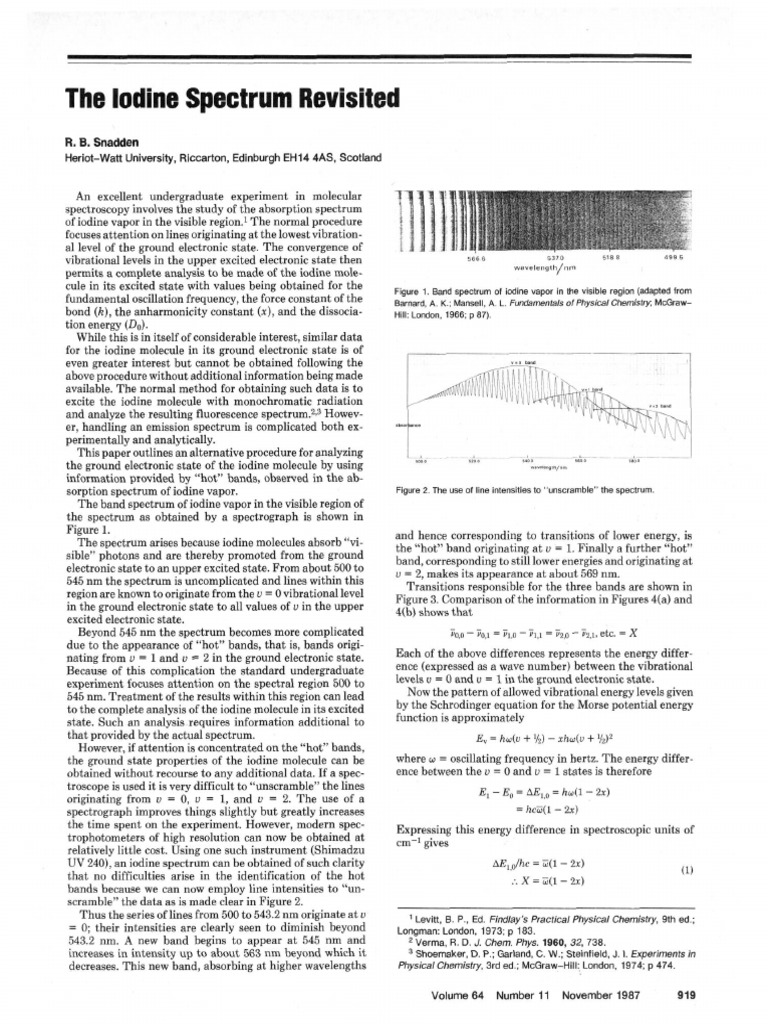 Analyzing Iodine's Absorption Spectrum | PDF | Energy Level | Spectrum