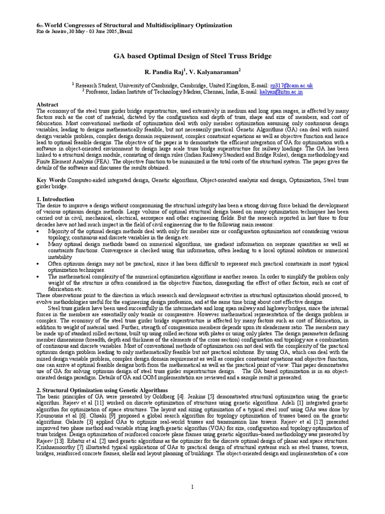 GA Based Optimal Design of Steel Truss Bridge | Download Free PDF ...
