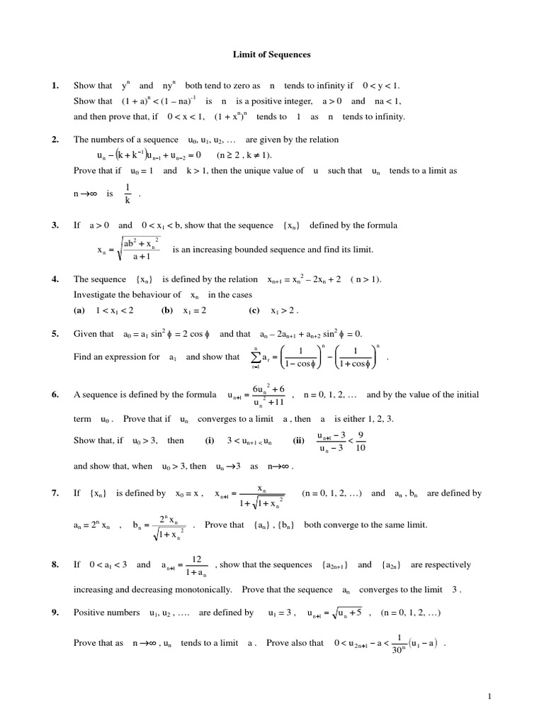 Convergence and Limits of Sequences | PDF | Sequence | Trigonometric ...
