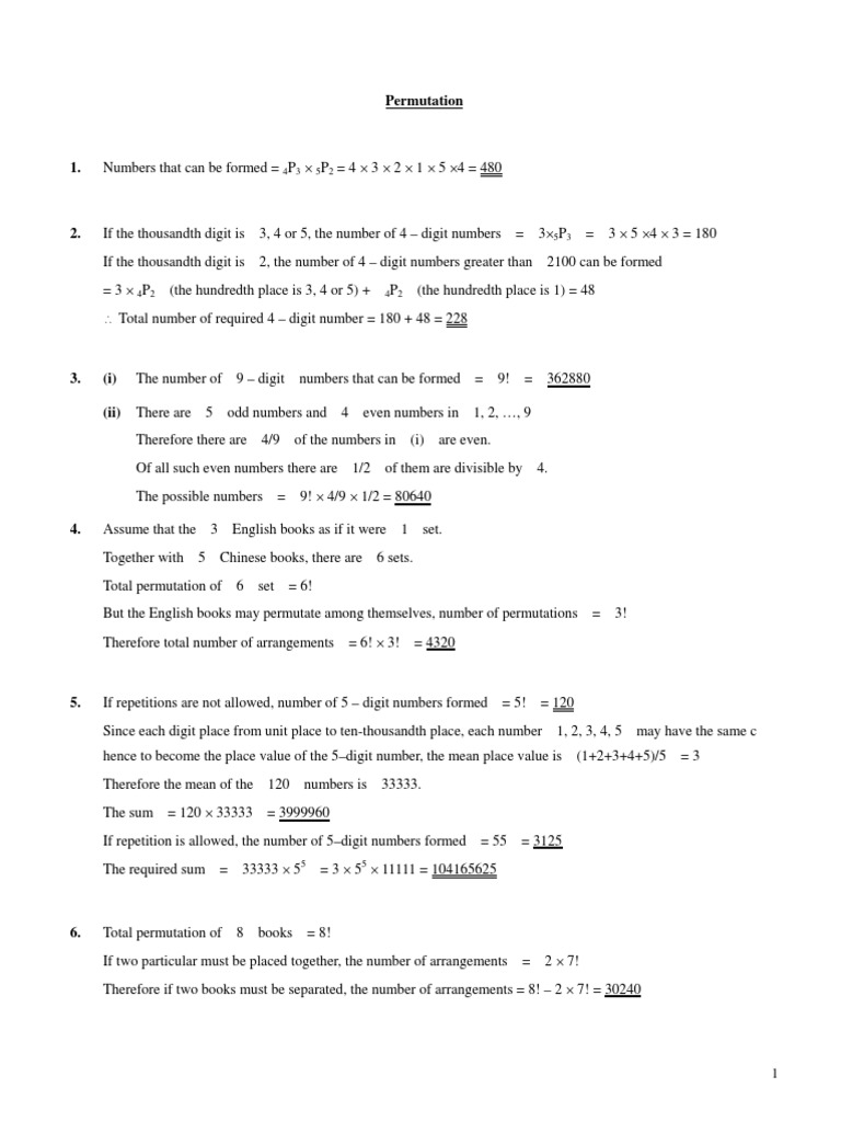 Permutations and Combinations Exercise Solution PDF | PDF | Vertex (Geometry) | Triangle