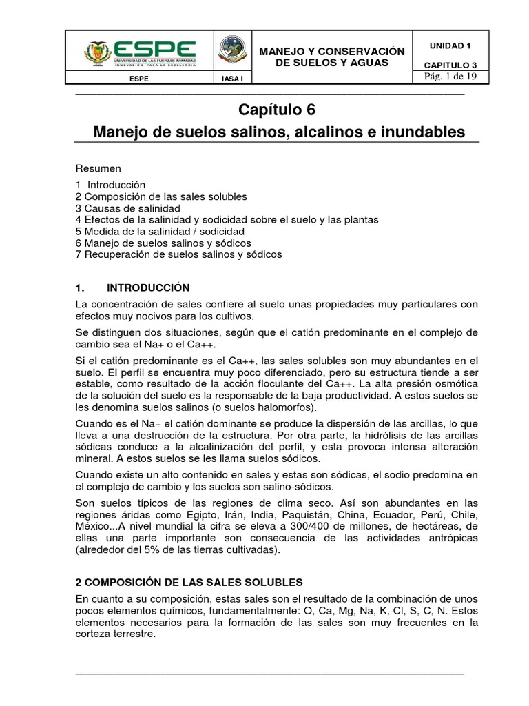 Manejo de Suelos Salinos Alcalinos Inundables | PDF | Agua subterránea ...